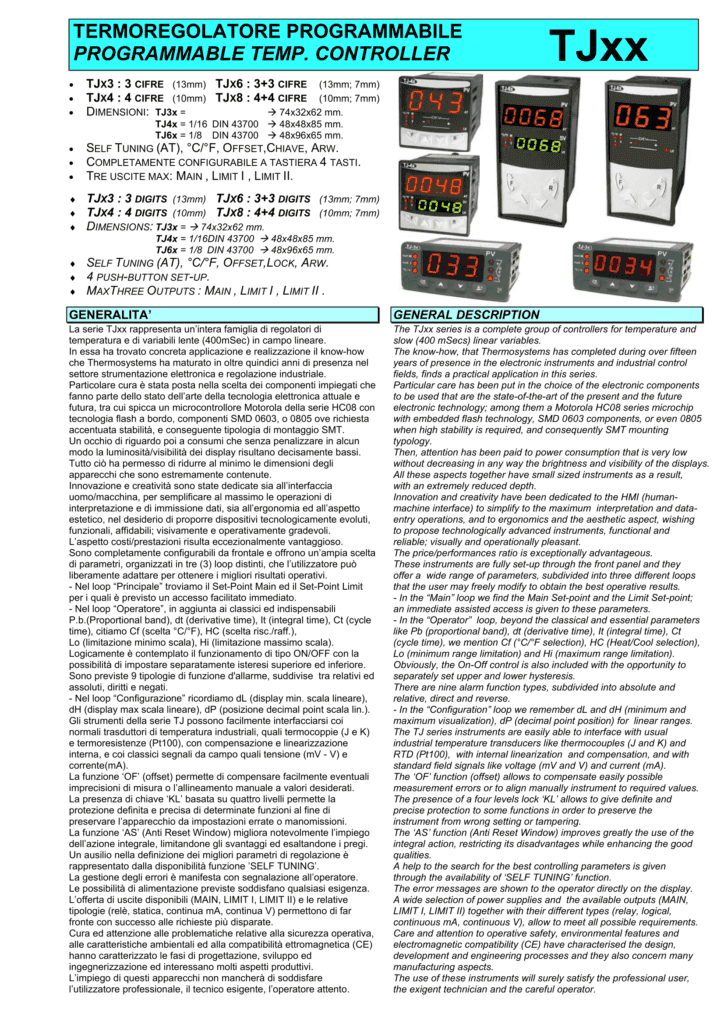TERMOREGOLATORE PROGRAMMABILE PROGRAMMABLE TEMP. CONTROLLER | Prima ...